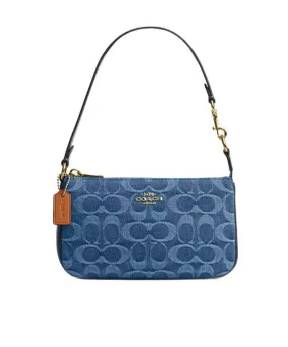 COACH Nolita 19 Signature Denim Wristlet - Gold/indigo