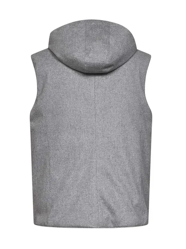 Brunello Cucinelli Sleeveless Hooded Padded Jacket - Gray