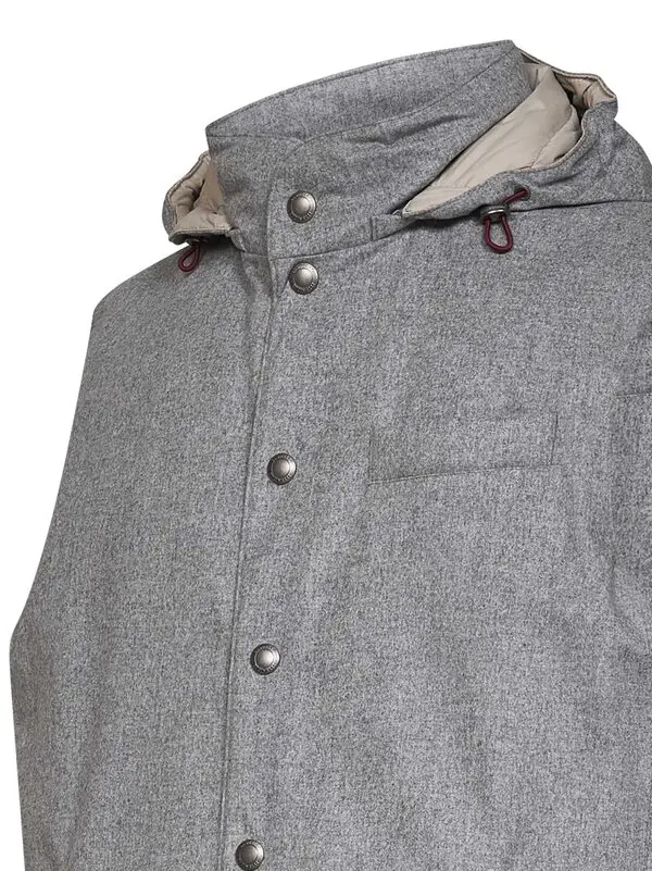 Brunello Cucinelli Sleeveless Hooded Padded Jacket - Gray