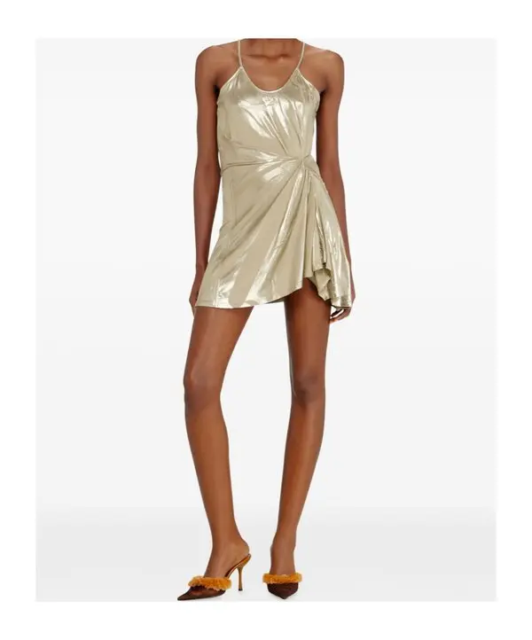 DIESEL® Metallic Stretch Jersey Mini Dress - Beige