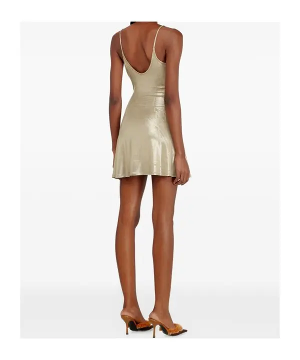 DIESEL® Metallic Stretch Jersey Mini Dress - Beige
