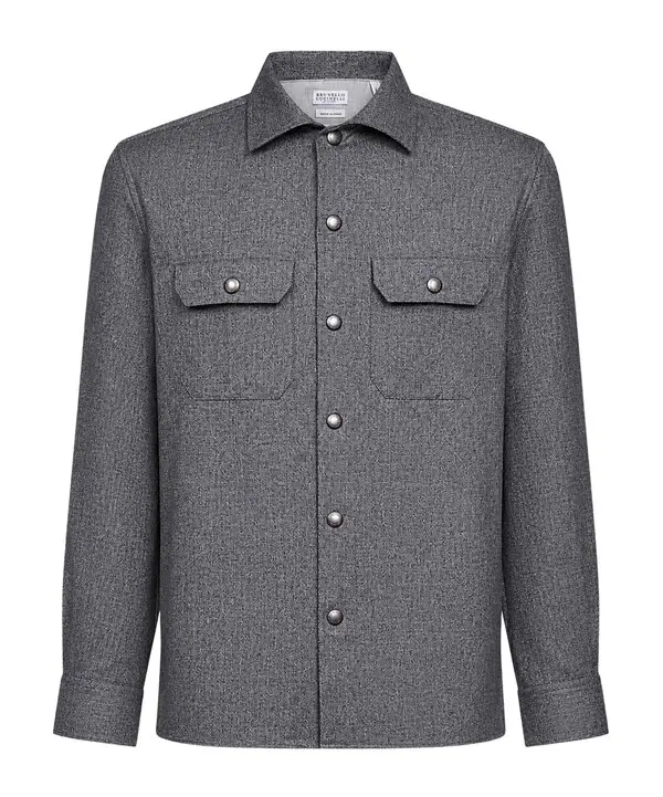 Brunello Cucinelli Virgin Wool Shirt - Grey