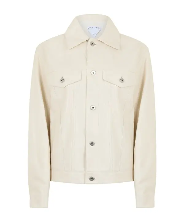 Bottega Veneta Long Sleeve Leather Jacket - Cream