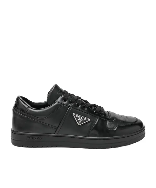 Prada Leather Triangle-logo Sneakers - Black