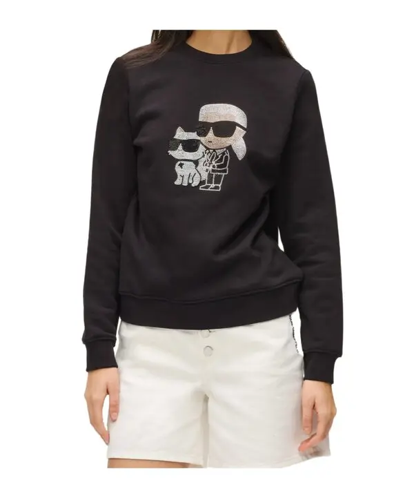 Karl Lagerfeld Crystal-embellished Crewneck Sweatshirt - Black