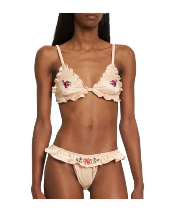 Stella McCartney Embroidered Satin Thong