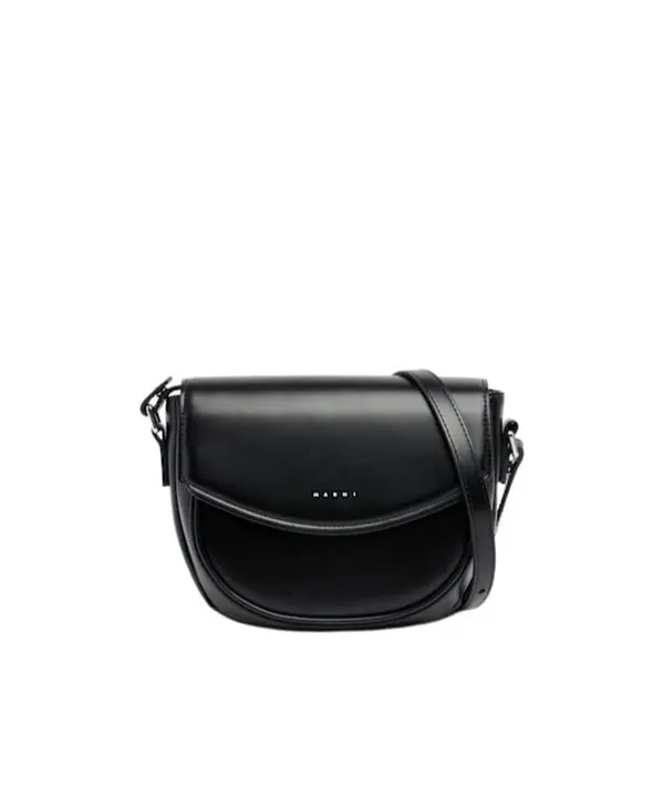 Marni Poly Shoulder Bag With Logo - Black