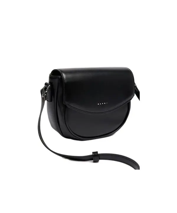 Marni Poly Shoulder Bag With Logo - Black