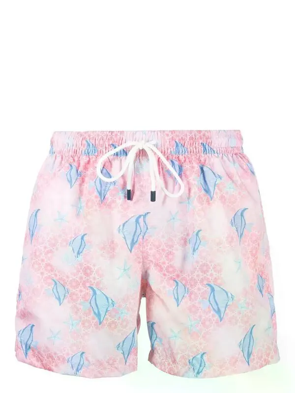 Fedeli Graphic Print Swim Shorts - Pink