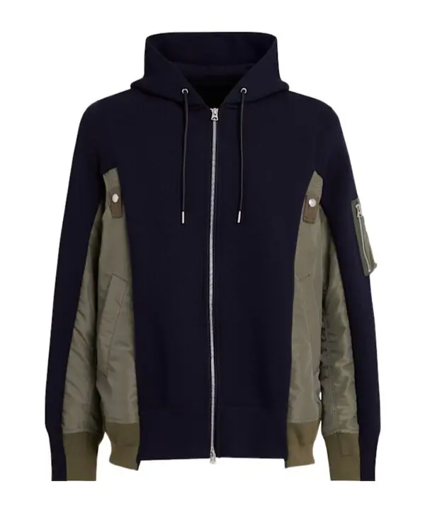 Sacai Cotton Sweat Nylon Twill Hoodie - Black