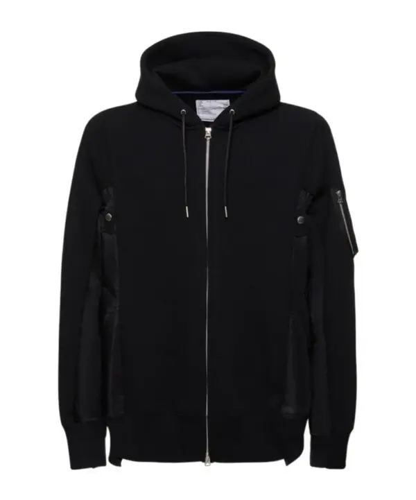 Sacai Cotton Sweat Nylon Twill Hoodie - Black