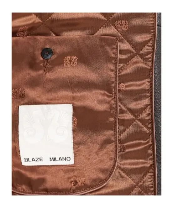 BLAZÉ MILANO Leather Bomber Jacket - Black