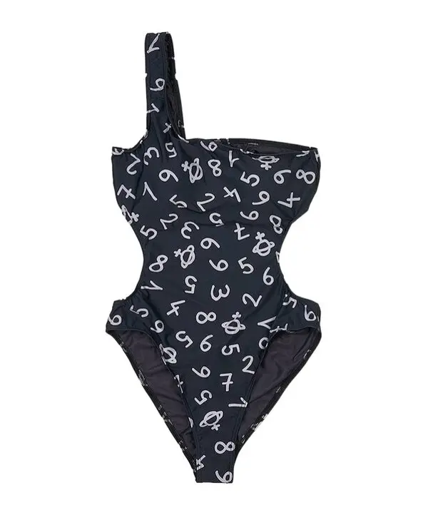 VIVIENNE WESTWOOD One-shouldered Printed One-piece Swimsuit - Black