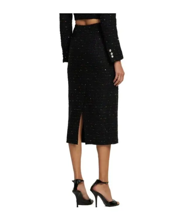 Alessandra Rich Sequined Tweed Midi Skirt