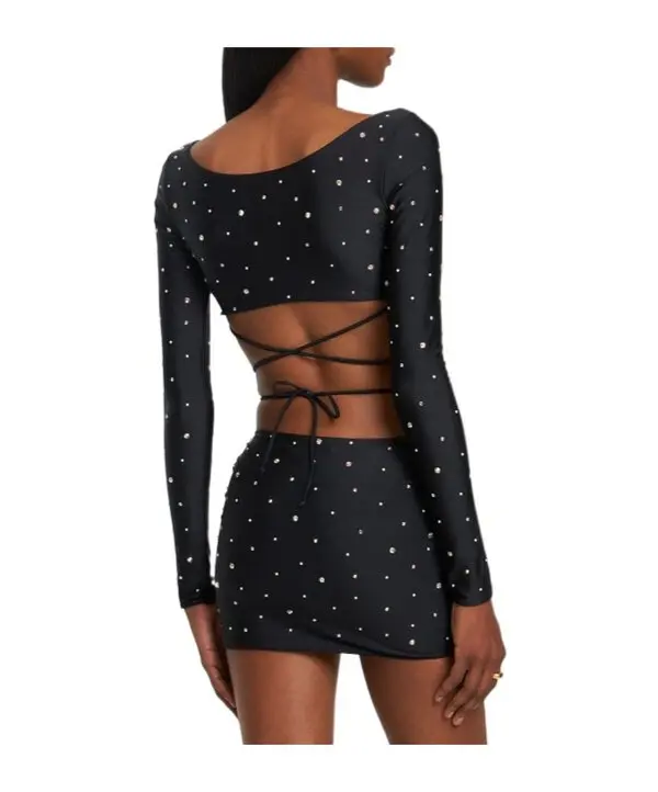 Alessandra Rich Embellished Ruched Mini Skirt