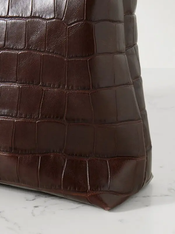 NILI LOTAN Jerry Crocodile-patterned Leather Clutch - Brown