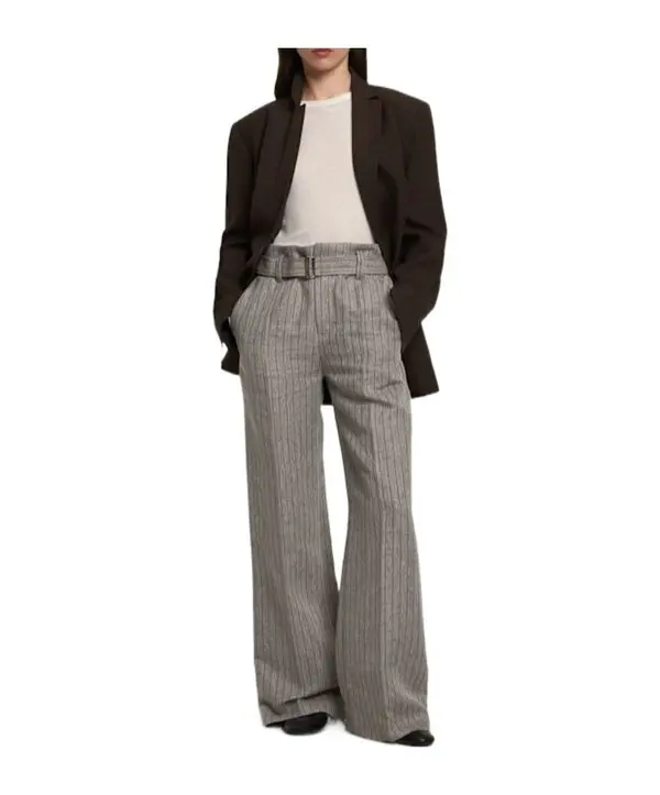 Brunello Cucinelli Linen Blend Straight Leg Pants