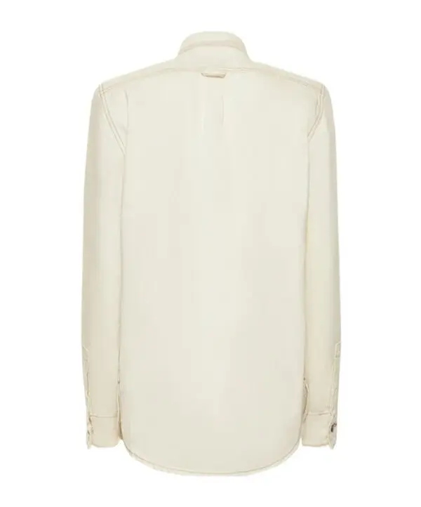 Magda Butrym Oversized Cotton Denim Shirt With Contrasting Stitching