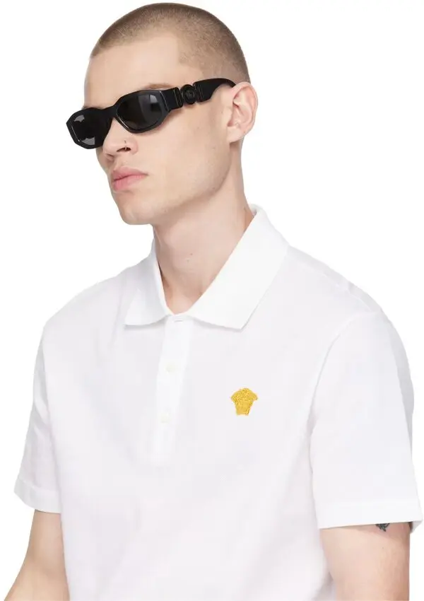 Versace Logo Detail Sunglasses - Gray