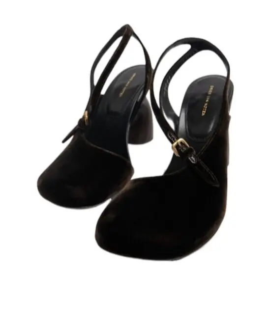 Dries Van Noten Velvet Heeled Sandals - Black