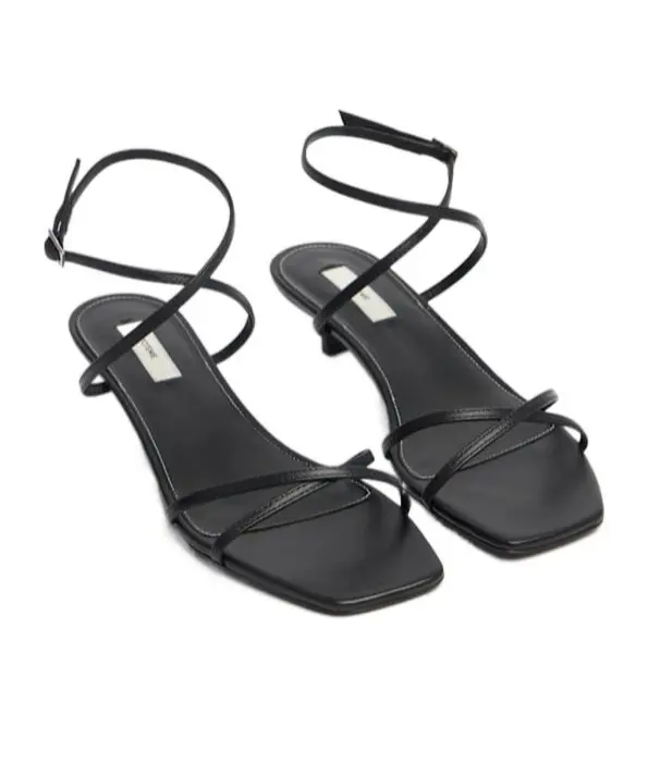 TOTEME Crossover Leather Sandals - Black