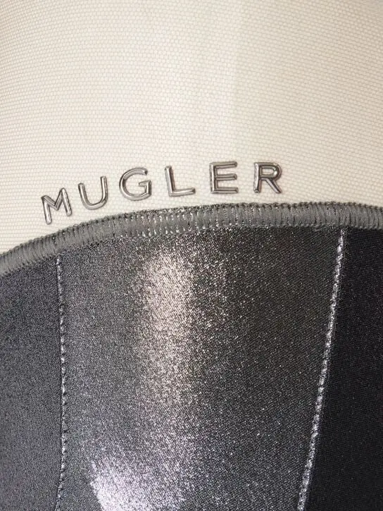 MUGLER Metallic Knitted Tulle Leggings