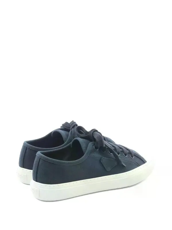 Prada Canvas Round Toe Lace Up Sneakers