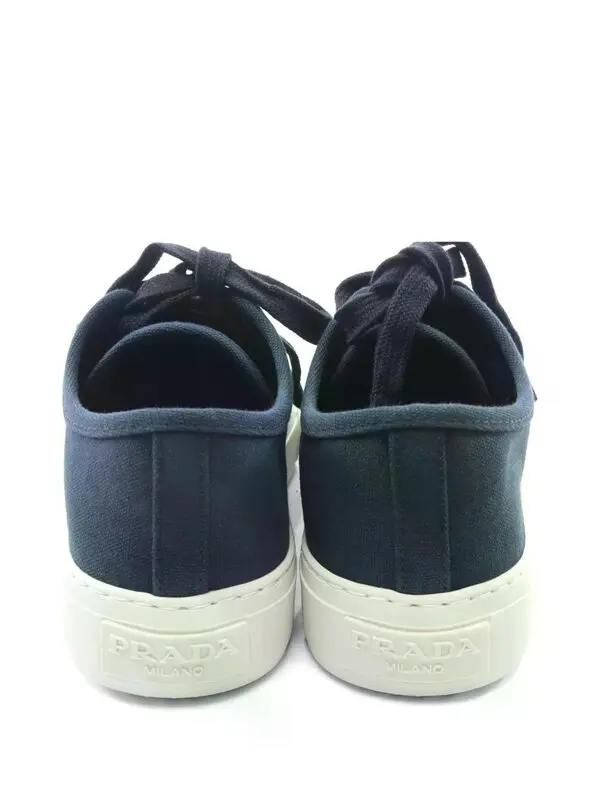 Prada Canvas Round Toe Lace Up Sneakers