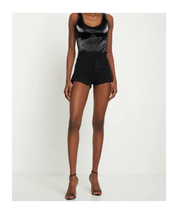 MUGLER Lace Trimmed Denim Shorts