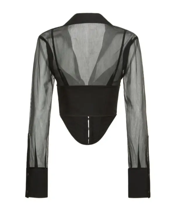 DION LEE Sheer Corset Shirt With Button Cuffs