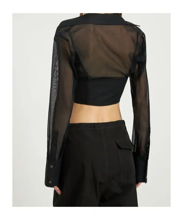 DION LEE Sheer Corset Shirt With Button Cuffs