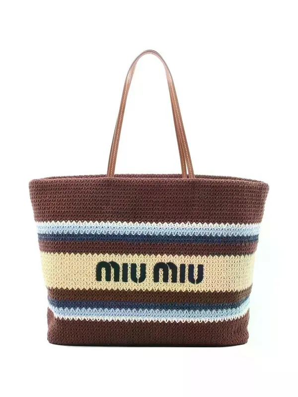 Miu Miu Raffia-effect Woven Tote Bag