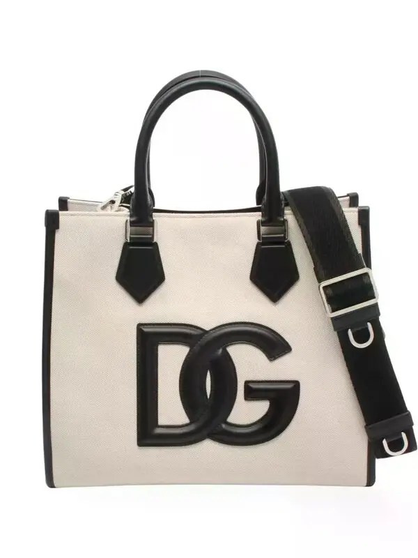 Dolce & Gabbana Dg Logo Plaque Canvas Tote Bag
