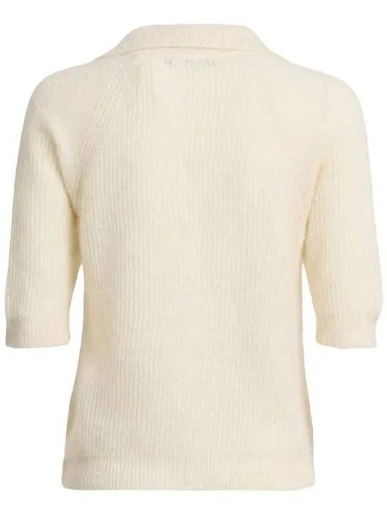 Fabiana Filippi Short Sleeve Knit Polo Top - White