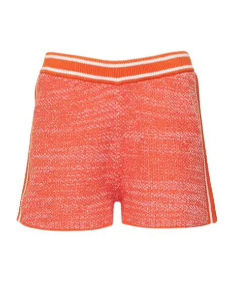 The Upside High Waist Ribbed Knit Hot Pants With Logo Embroidery - Orange