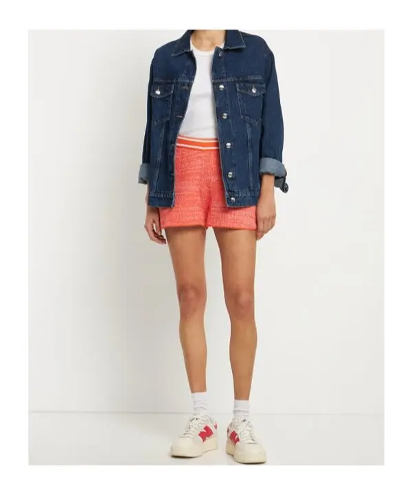 The Upside High Waist Ribbed Knit Hot Pants With Logo Embroidery