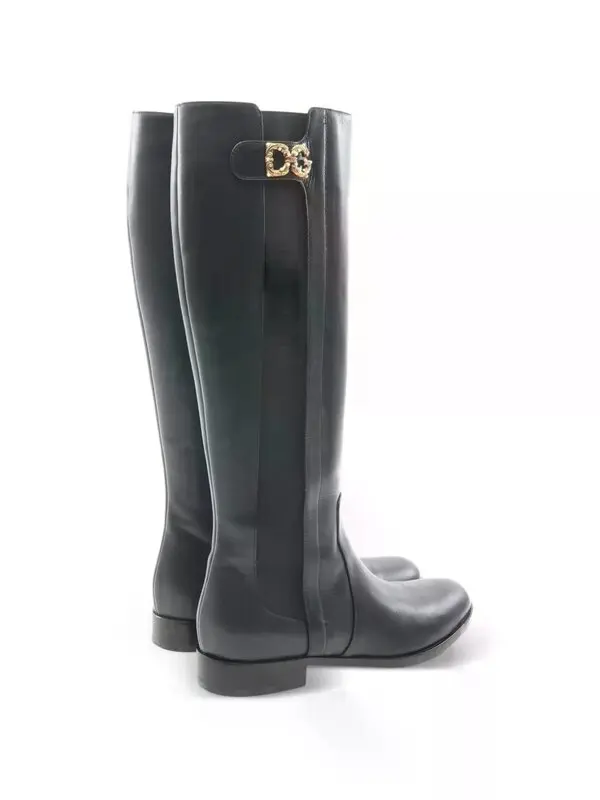 Dolce & Gabbana 2010 Dg Logo Leather Boots - Black