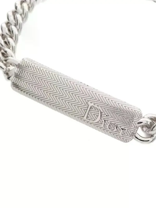 Dior Tone Logo Plate Curb-link Chain Bracelet