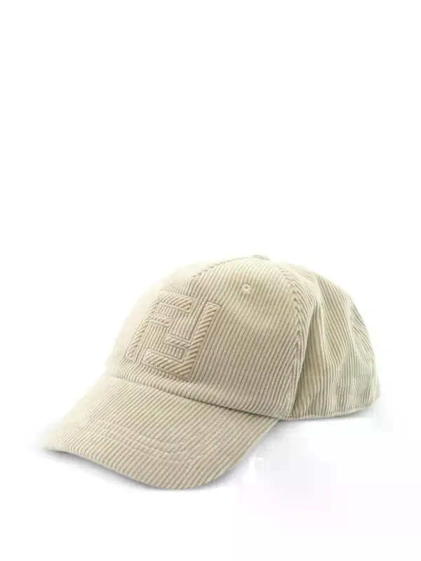 Fendi Ff Logo Corduroy Cap - Neutrals