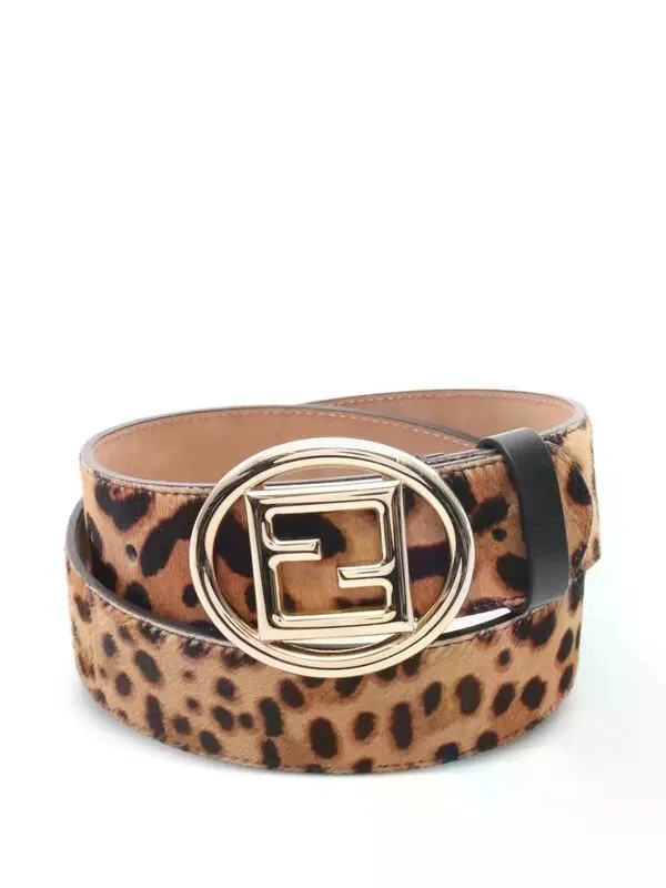 Fendi Ff Logo Leopard Print Belt - Neutrals