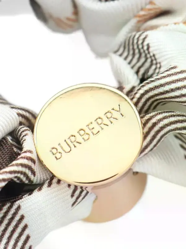 Burberry Silk Check Scrunchie - White