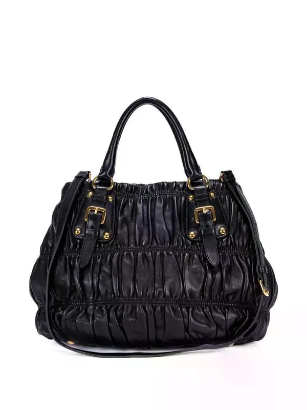 Prada Ruched Leather Shoulder Bag
