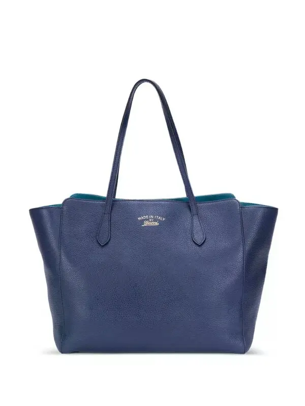 Gucci Swing Leather Tote Bag - Blue