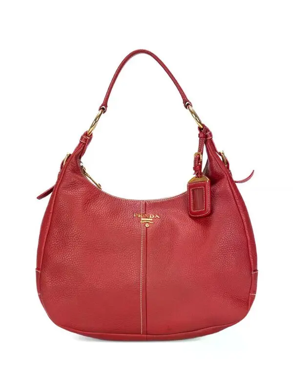 Prada Logo-plaque Leather Shoulder Bag - Red