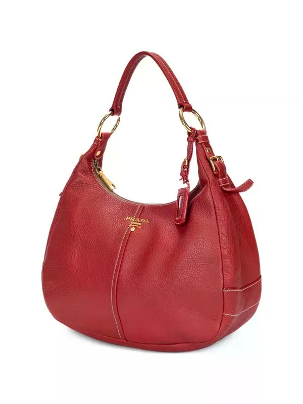 Prada Logo-plaque Leather Shoulder Bag - Red