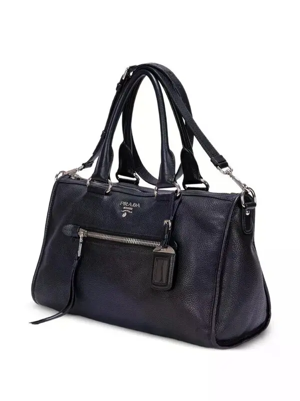 Prada Front Pocket Leather Tote Bag