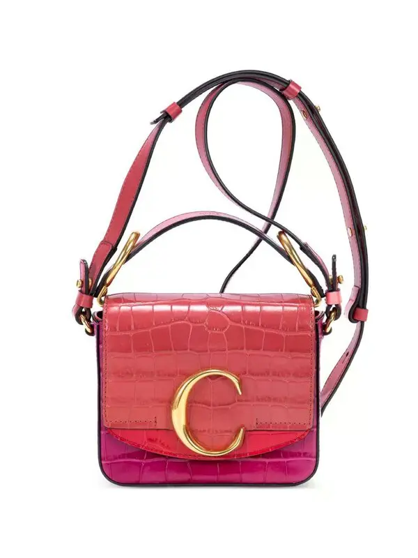 Chloé C Crocodile-effect Shoulder Bag - Pink