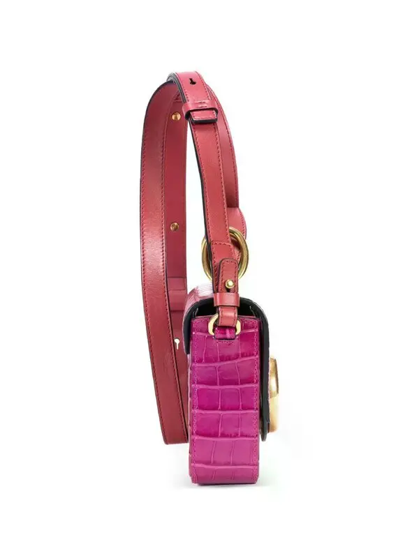 Chloé C Crocodile-effect Shoulder Bag - Pink