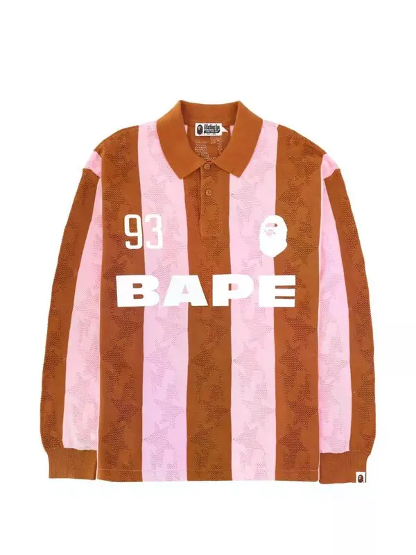 A BATHING APE Striped Long-sleeve Polo Shirt