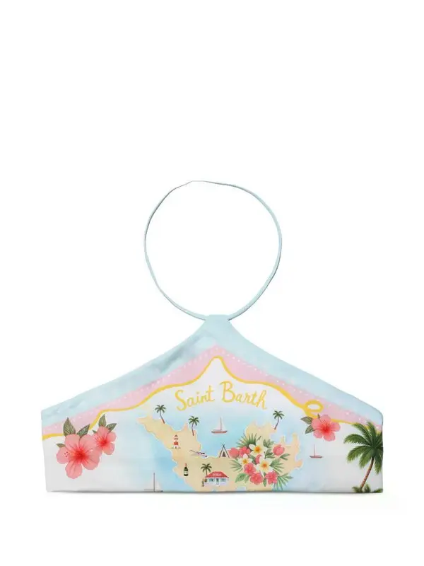 MC2 SAINT BARTH Graphic Print Halterneck Bikini Top - Blue